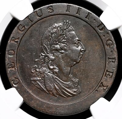 GREAT BRITAIN. George III, Copper Cartwheel Penny, 1797, NGC AU53 BN ...
