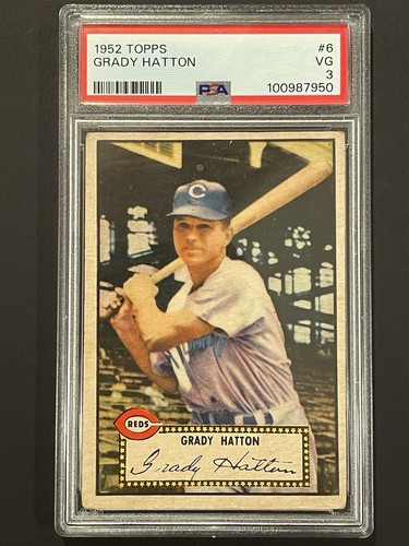 1952 Topps Grady Hatton Red Back PSA 3 VG #6 Vintage Baseball ...