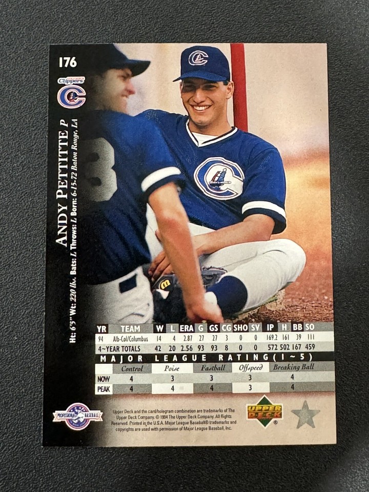1994 Upper Deck Andy Pettitte Top Prospect Rookie Yankees #176 A12 | eBay