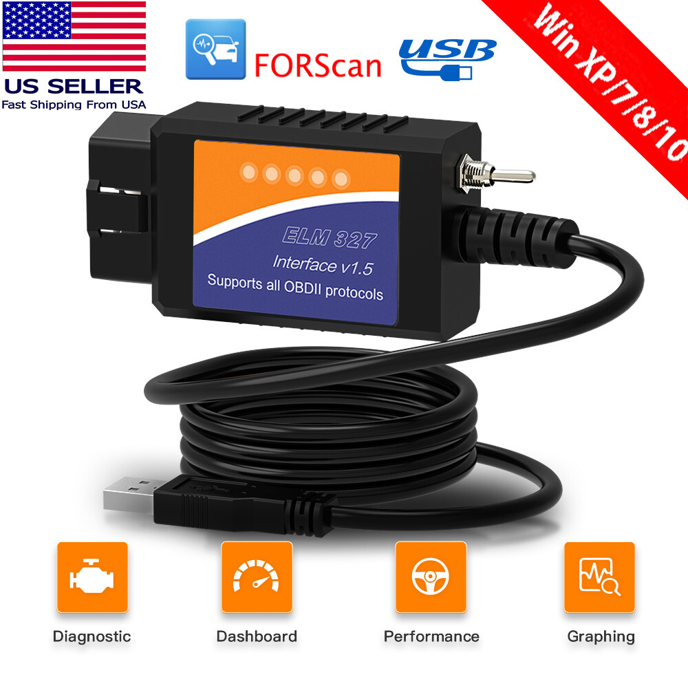 Ford FORScan ELM327 USB Modified OBD2 Scanner Diagnostic Tool MS-CAN HS ...