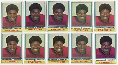 1974 Topps #502 SAM CUNNINGHAM Rookie 10 card lot NEW ENGLAND PATRIOTS ...
