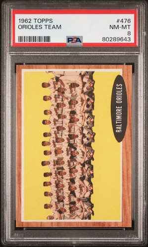 1962 Topps Orioles Team #476 PSA 8 NEW LABEL VINTAGE BASEBALL | eBay