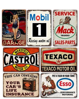 Vintage Metal Garage Signs for Men, Gas Station Tin Signs, Man Cave ...