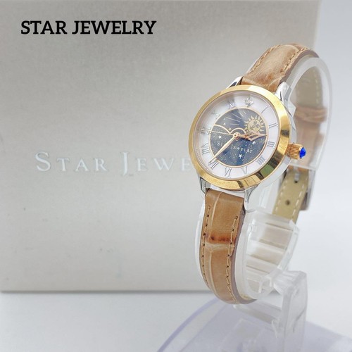 STARJEWELRY LADIES WRISTWATCH SUN & MOON DIAMOND ROUND FACE DIAL COLOR ...