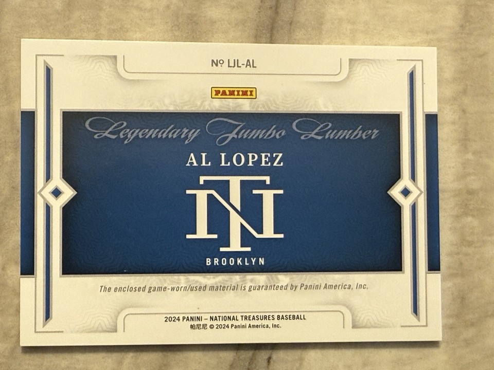 2024 National Treasures Gold Al Lopez HOF Jumbo Lumber Bat Patch #7/15 ...