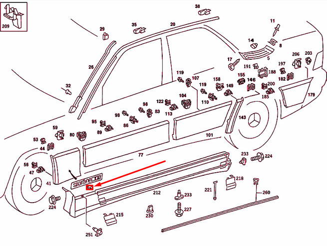 NEW MERCEDES-BENZ 190 W201 FRONT FENDER SPORTLINE GUIDE SIGN ...