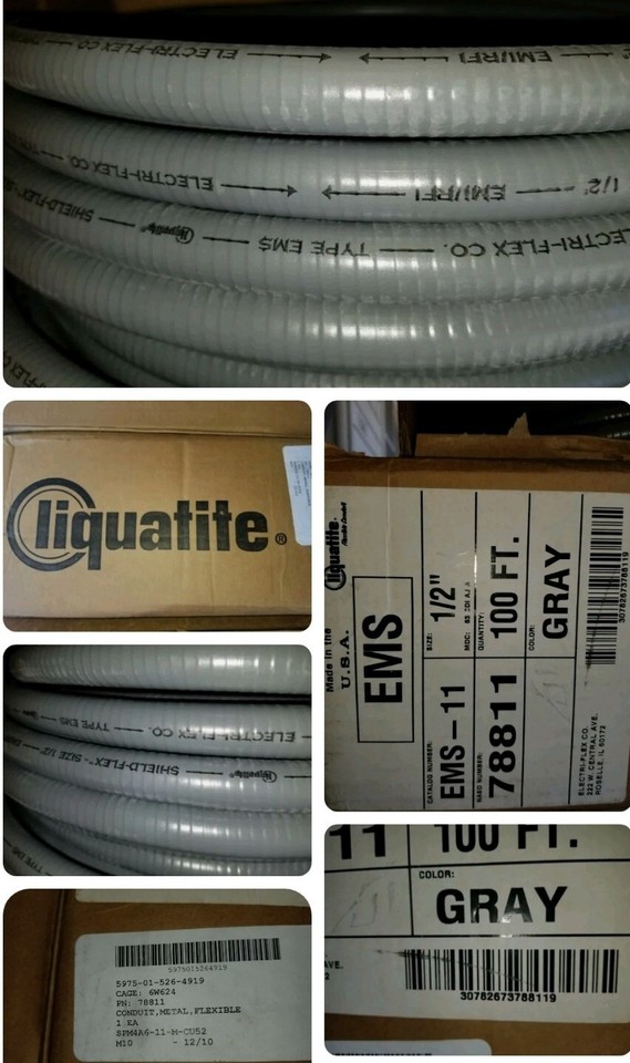 Electri-Flex Liquatite EMS-11 100' Wire Conduit 1/2" 78811 RFI Shielded ...