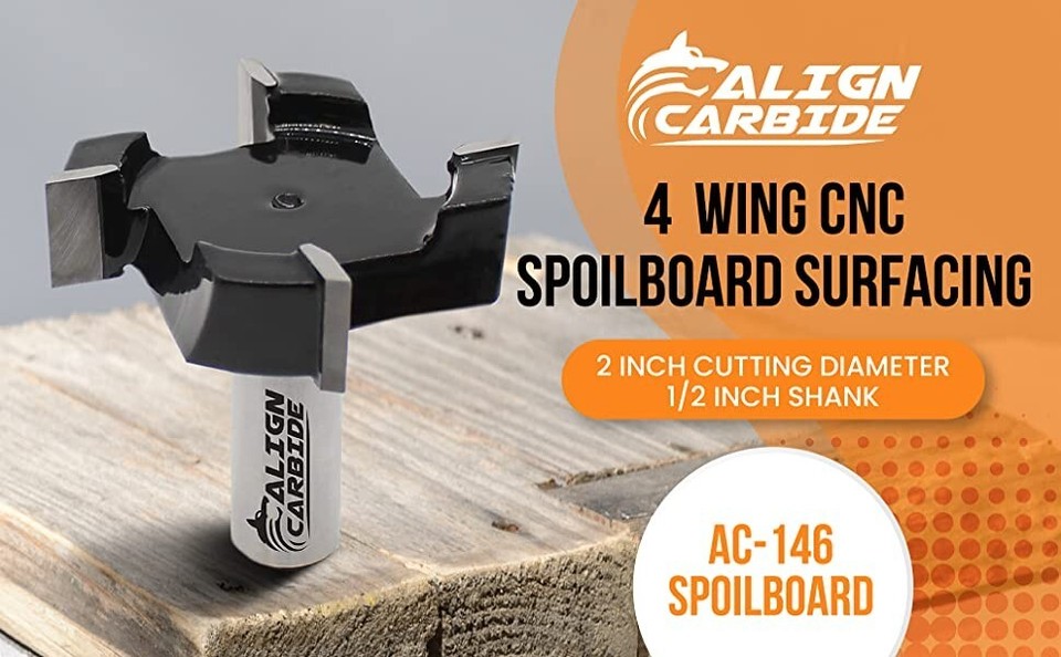 Align Carbide - Spoilboard Surfacing, Slab Flattening Router Bit, 4 ...