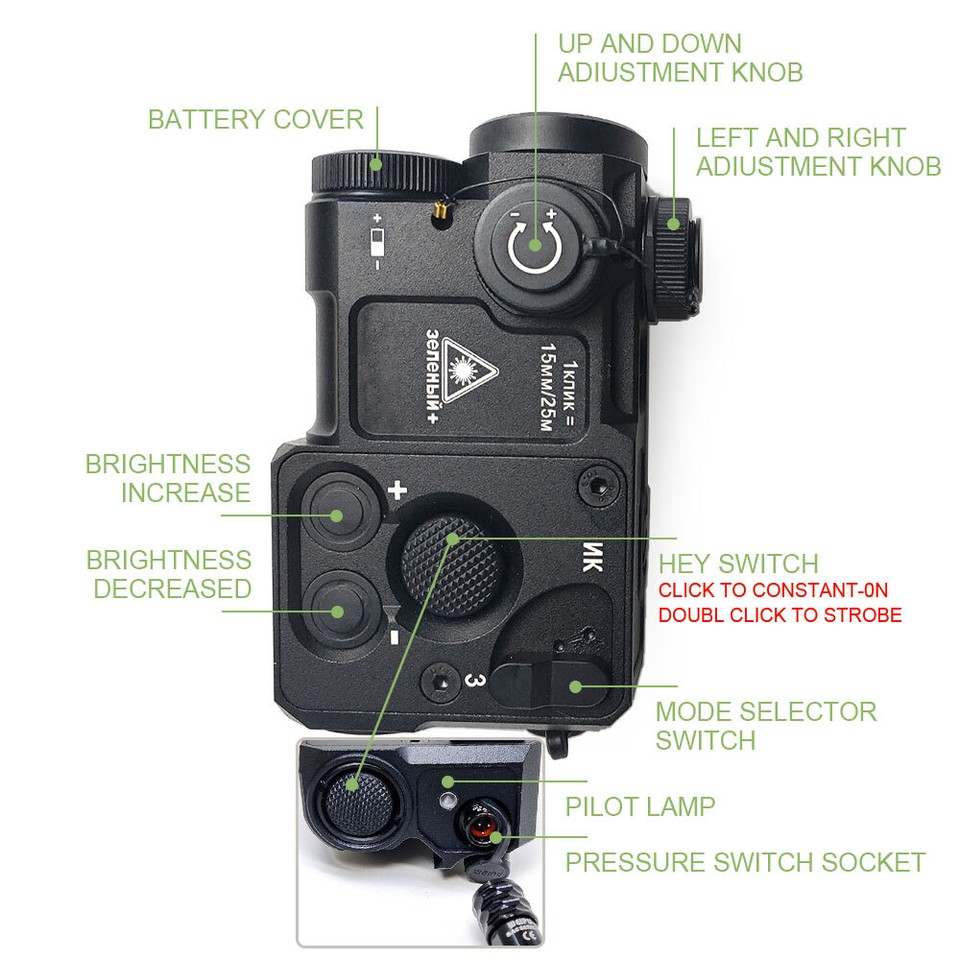 PERST- 4 Aiming IR Green Laser Sight Optics w/ Tactical Switch Reset ...