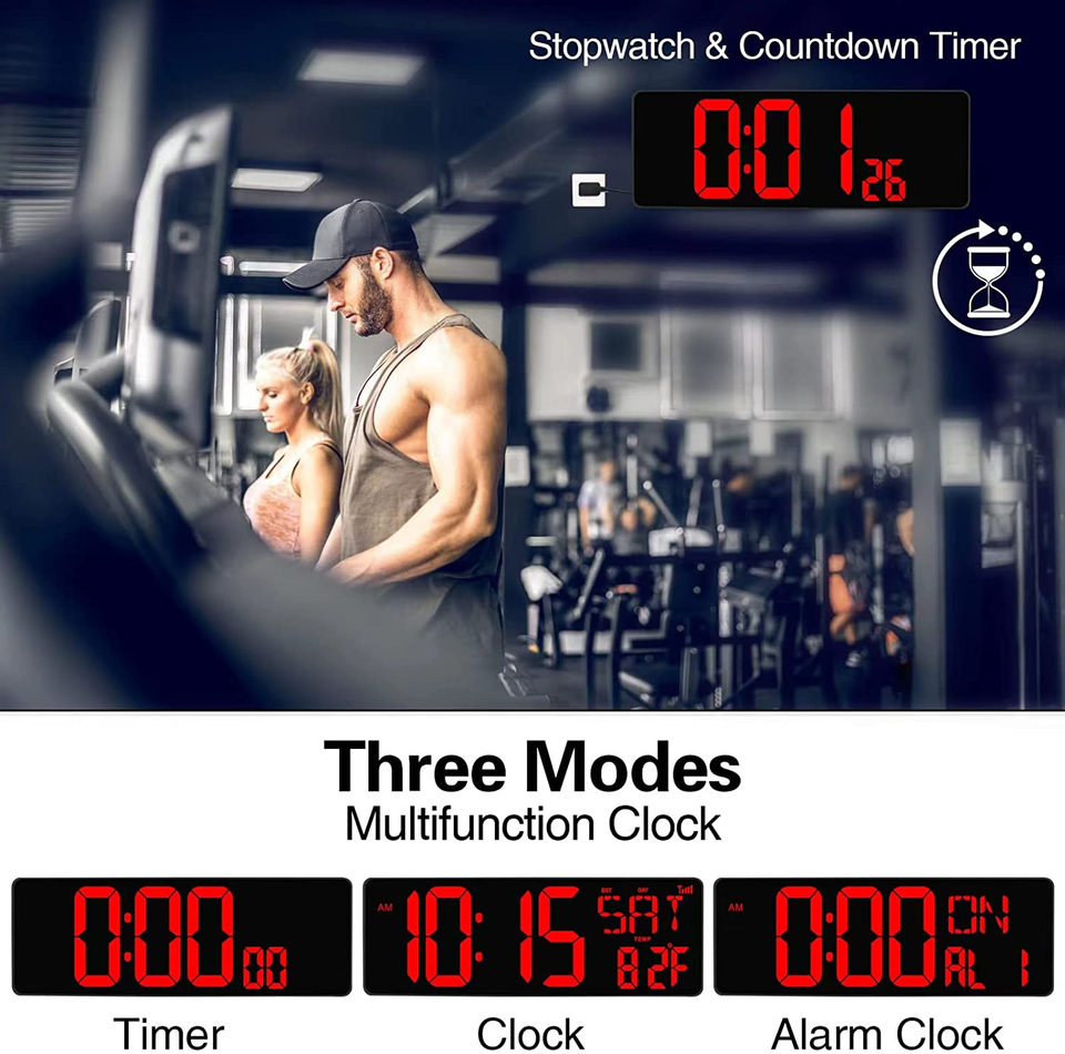 XREXS Large Digital Wall Clock Wifi Sync, 16.5 in Large Display Wall ...