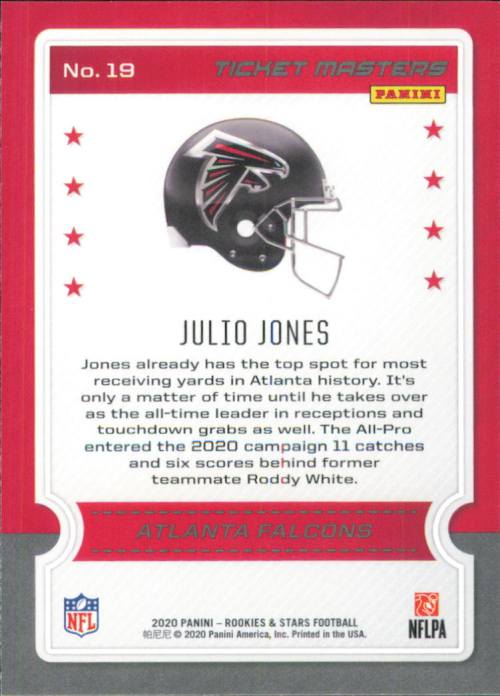 2020 Rookies and Stars Ticket Masters #19 Julio Jones Atlanta Falcons ...