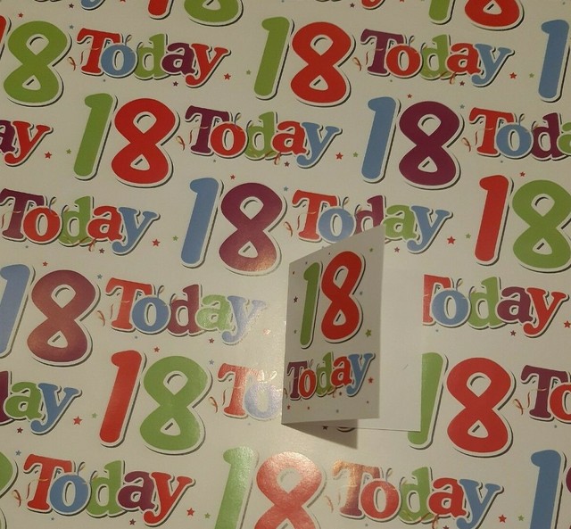 4 Sheets 18 Today Gift Wrap 18th Birthday Wrapping Paper 2 Tags Age for ...