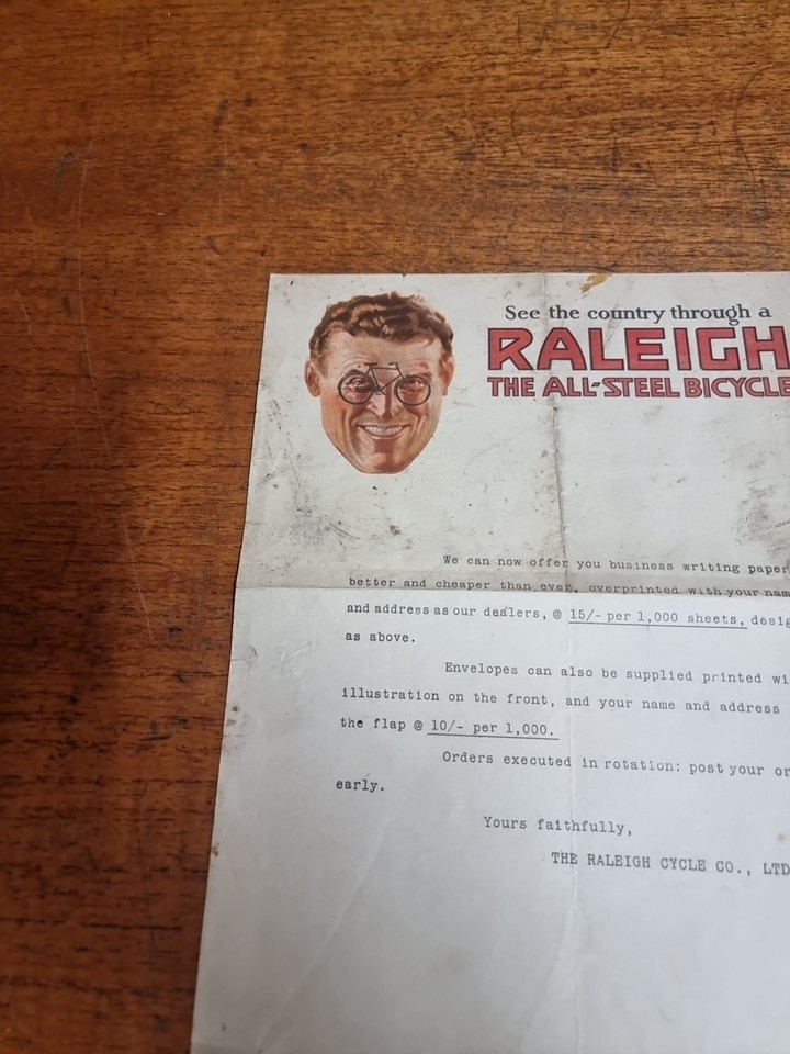Raleigh The All Steel Bicycle Cycle Letter Ephemera Brochure Catologue ...