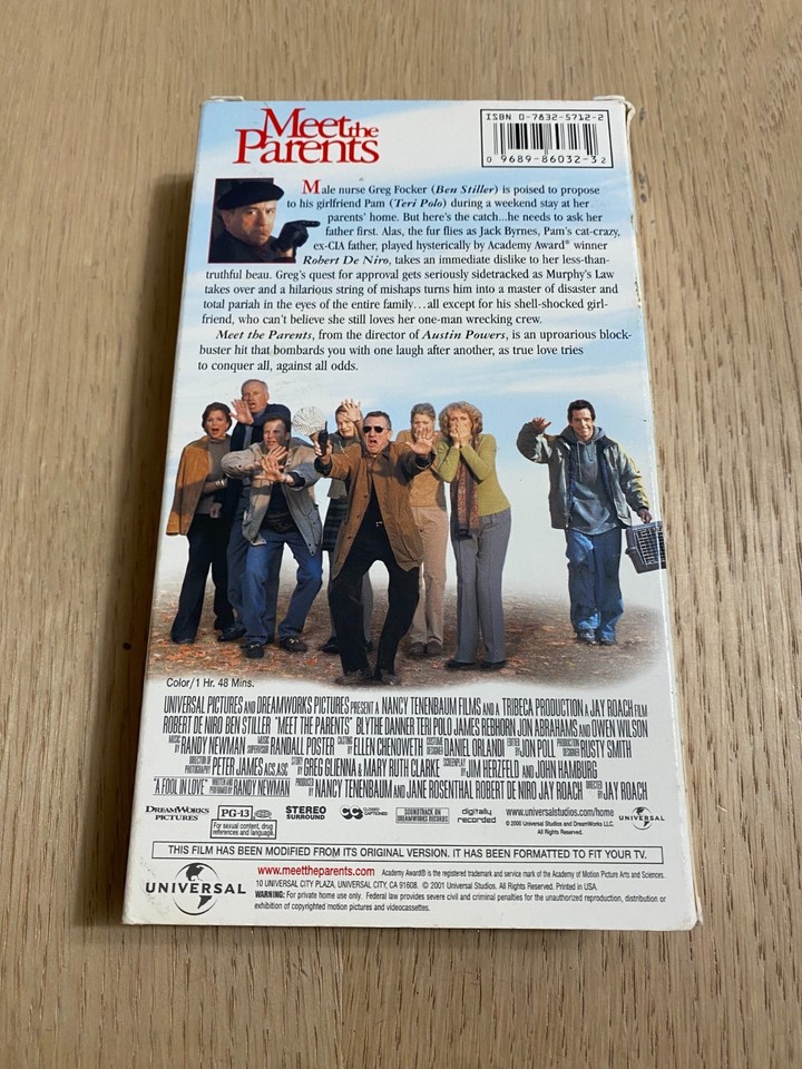 Meet the Parents VHS 2001 Robert De Niro, Ben Stiller Comedy The ...