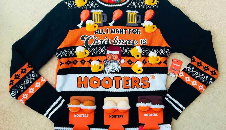 HOOTERS LIGHT UP CHRISTMAS HOLIDAY FUN UGLY SWEATER ADULT LARGE NEW ...