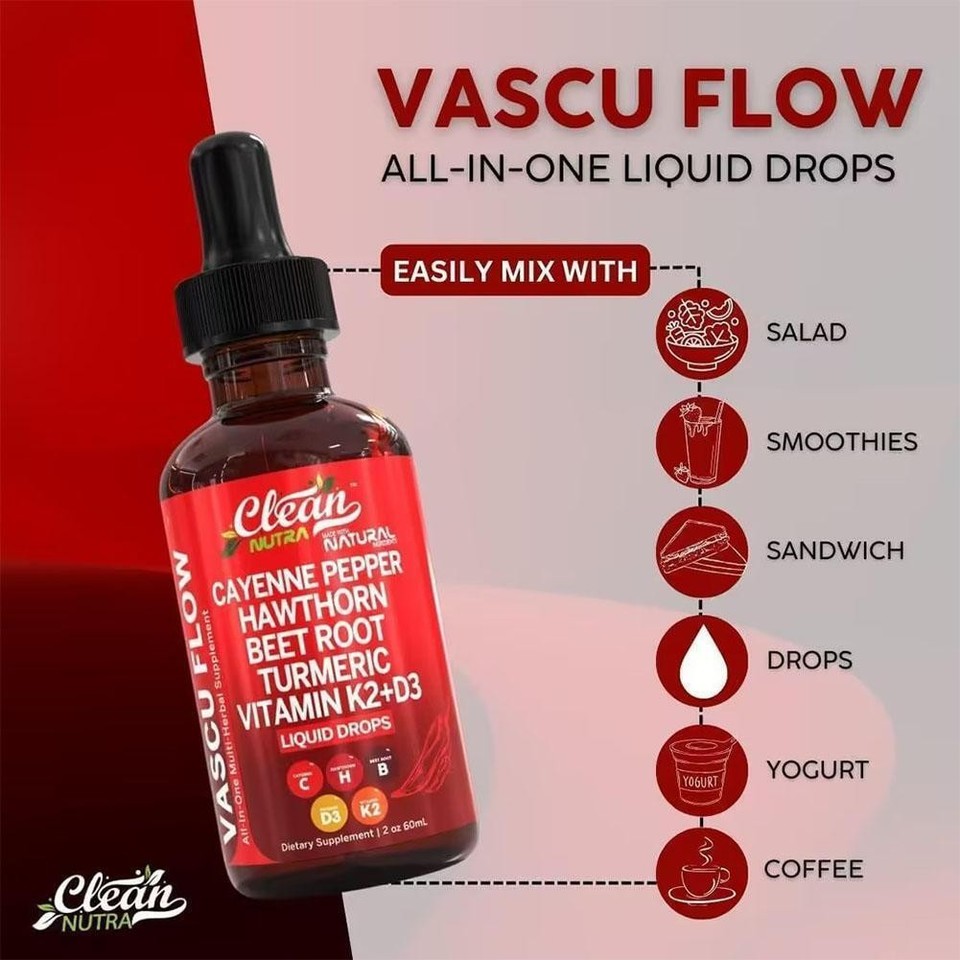 Vascu Flow Cayenne Pepper Hawthorn Beet Root Turmeric Vitamin Liquid ...