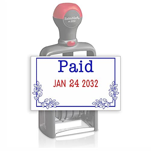 Heavy Duty Office Date Stamp with Paid - Self Inking Dater - D - Blue ...