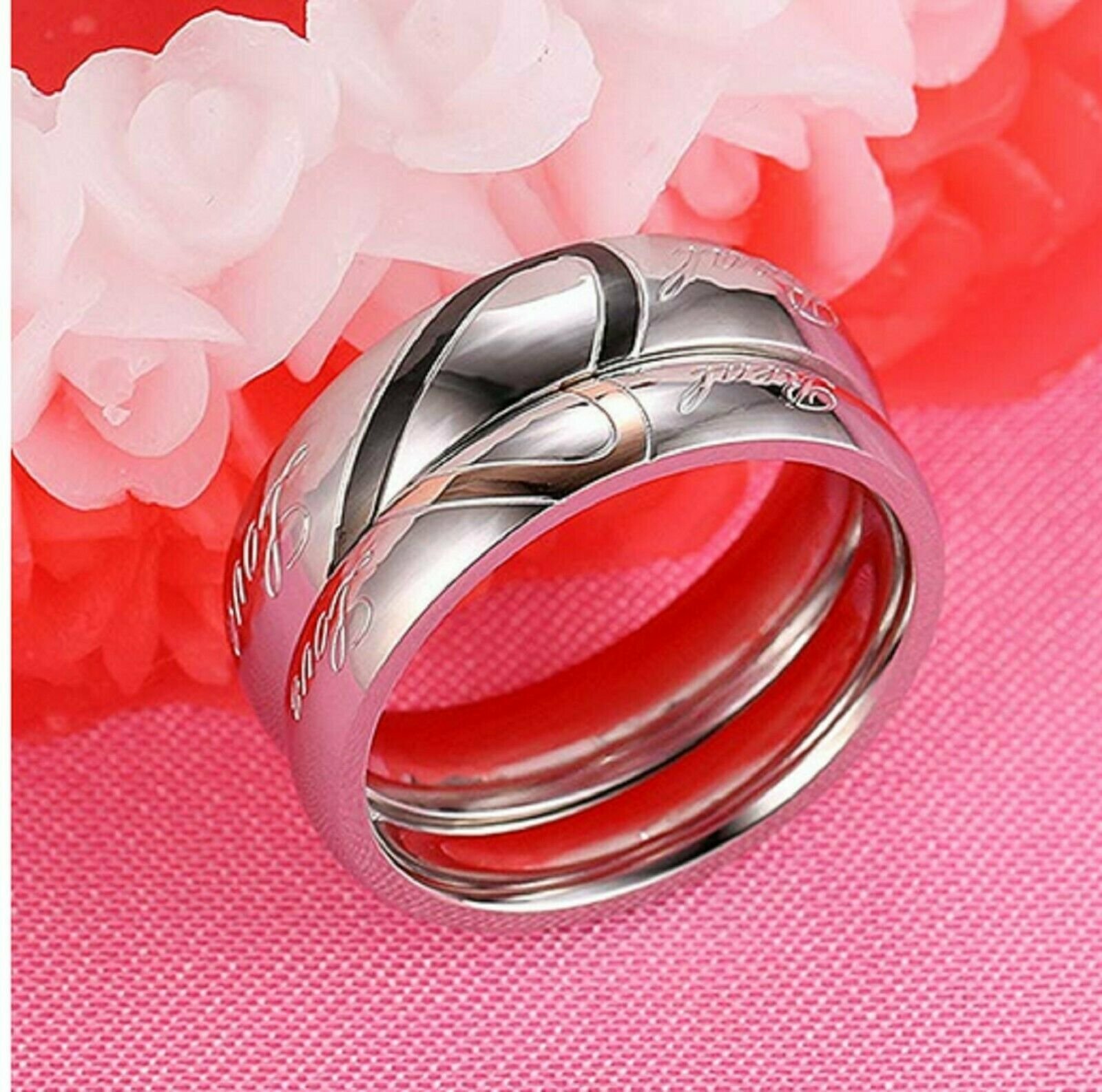 Couple's Matching Heart Ring, REAL Love His or Hers Wedding Band ...