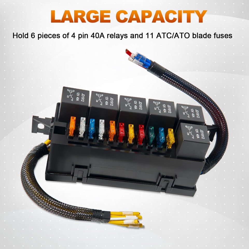 12V Relay Box with 6PCS Relay ATO ATO Fuse Slots 11 Relay Slots For Car ...