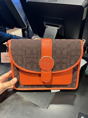 Coach C8307 Signature Jacquard Lonnie Crossbody Handbag Brown Mango ...
