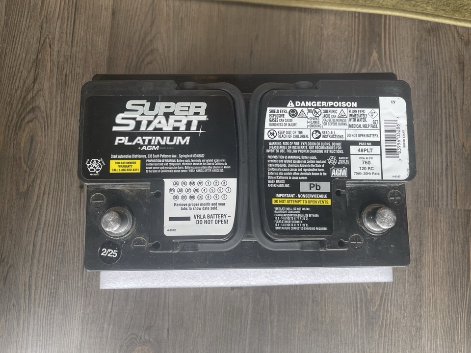 Super Start Platinum AGM Car Battery Group Size 48 (H6) - Used Only 1 ...