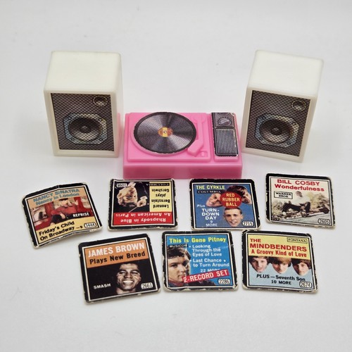 Vintage Barbie Dream House Record Player Stereo Set Arco With 7 Records ...