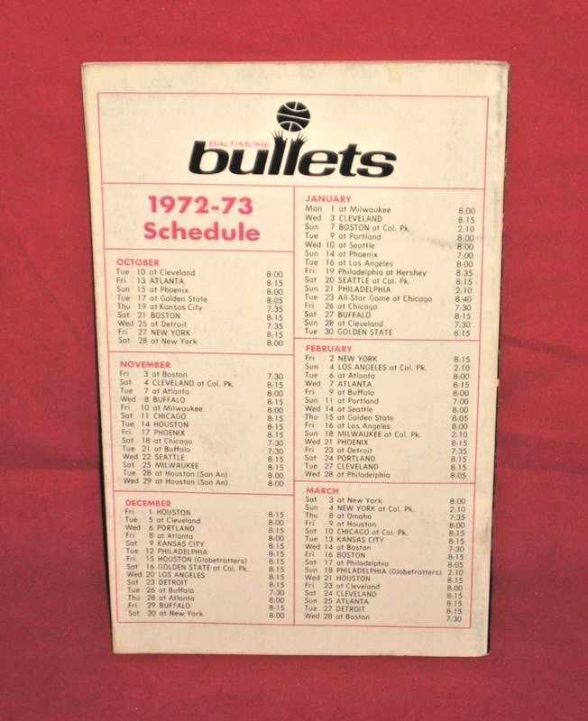 Vintage ORIGINAL 1972-73 BALTIMORE BULLETS Media Guide | eBay