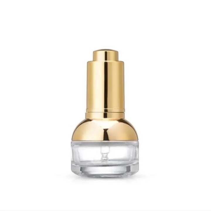 Clear Luxury Dropper Glass Bottle New Empty/ Metalized Gold Press ...