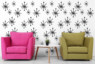 Mid Century Decal, Atomic Star Decal, Atomic Starburst, Atomic Star ...