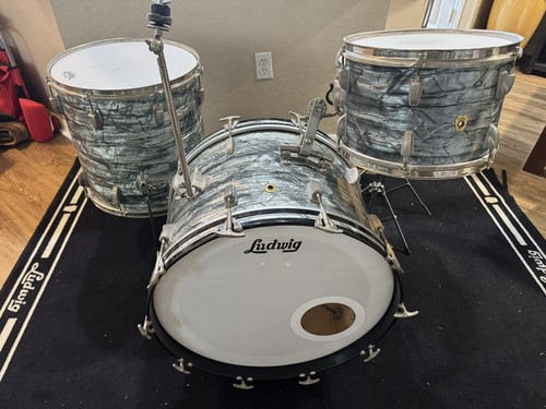 Ludwig Drum set, Sky Blue Pearl, 1962, Jazz Fest, keystone Badge | eBay