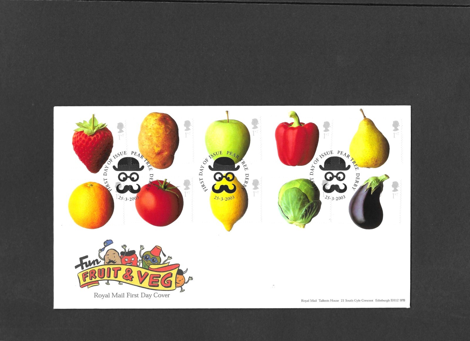 2003 Fun Fruit & Veg FDC with Pear Tree Derby FDI postmark. | eBay
