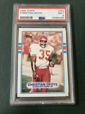 CHRISTIAN OKOYE 1989 topps PSA 9 #353 KANSAS CITY CHIEFS the nigerian ...