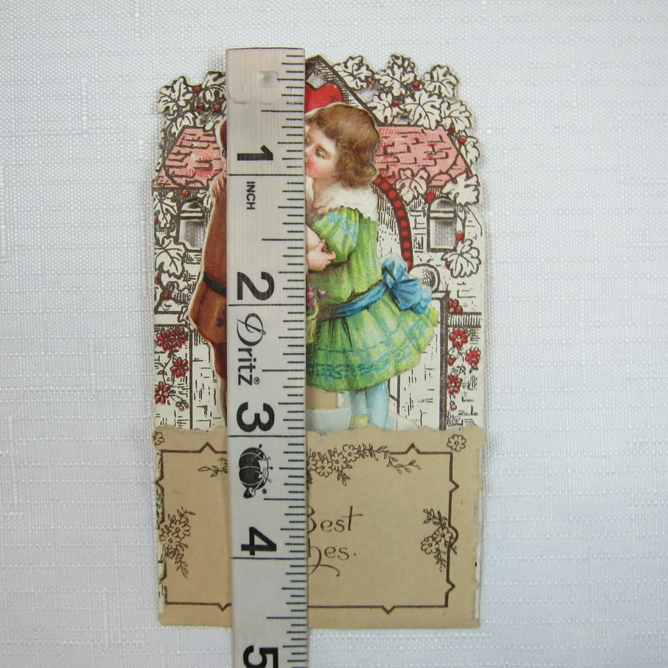 Vintage Valentine Pop Up 3D Pull Down Die Cut Boy Girl Kissing Stand Up ...