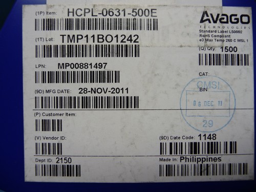 Avago HCPL-0631-500E Qty of 40 per Lot High Speed Optocouplers 10MBd ...
