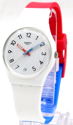 Swiss Swatch GENT IN THE BLOCK Tri-Color Silicone Date Watch 34mm ...