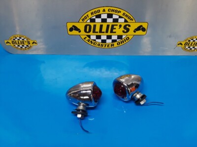 BULLET LIGHTS RED GLASS LENSES HOT ROD TROG HARLEY INDIAN GUIDE P-H7 | eBay