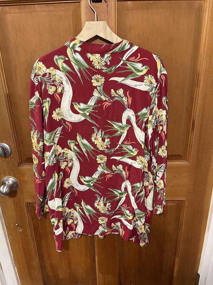 Citron Santa Monica Collection Floral Bird Print Tunic Blouse Women’s ...
