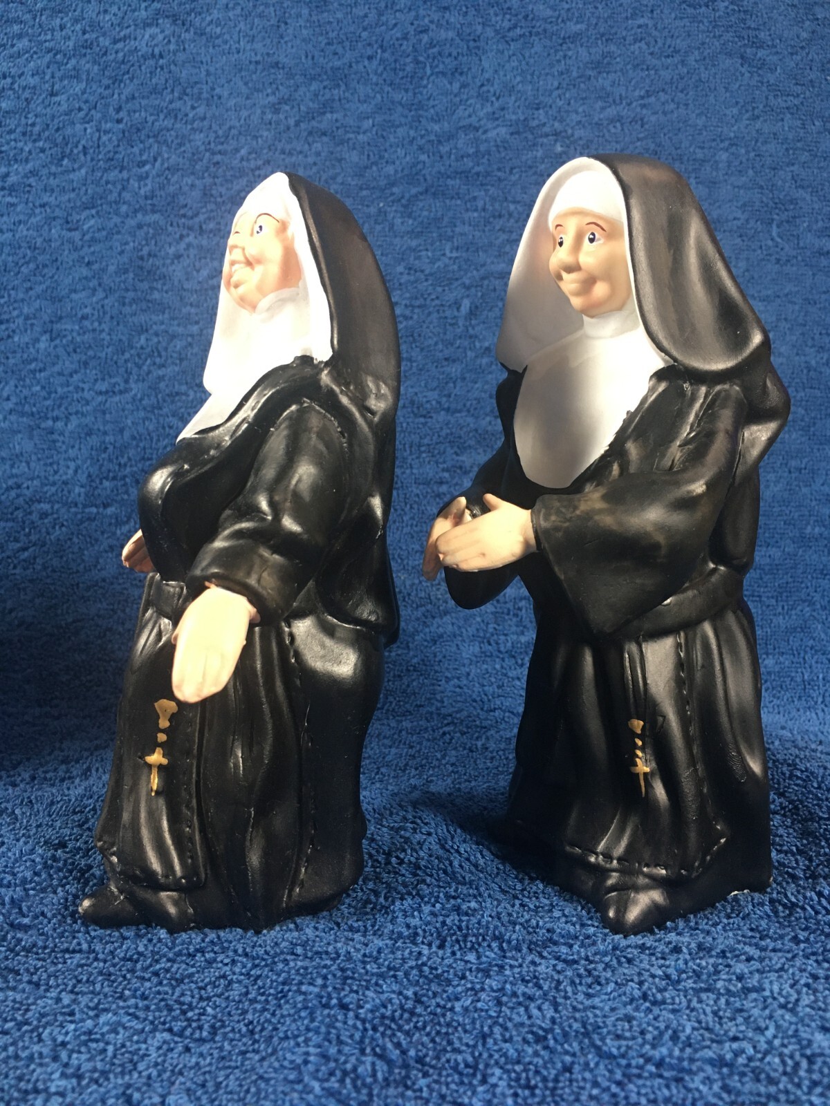 Vintage Pair of 6-3/4"” Hand Painted Nun Figurines Unknown Origin ...