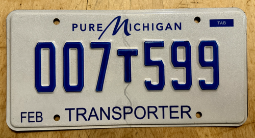 RARE TYPE TRANSPORTER LICENSE PLATE " 007 T 599 " INTERSTATE VEHICLE ...