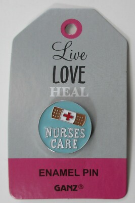 1LD Nurses care band aid bandage LIVE LOVE HEAL NURSE PIN nursing Ganz ...