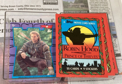 ROBIN HOOD TRADING CARD FULL BASIC 55 CARD SET & 9 STICKERS (TOPPS) (c ...