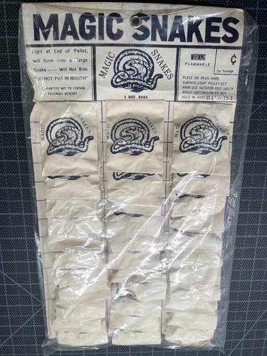 Vintage 1960's MAGIC SNAKES Full Store Counter Display Card 36 Packs ...