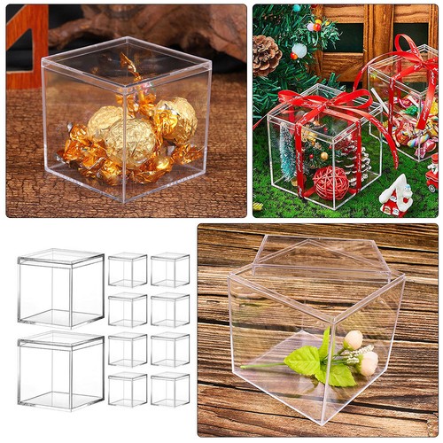 10 Pcs Small Plastic Box Clear Lid Packing Boxes Chocolate Storage Case ...