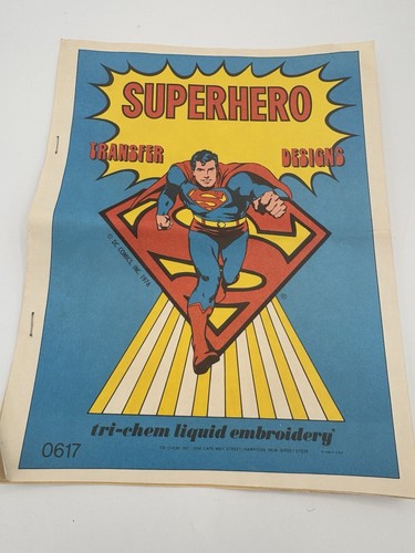 Vintage 1976 DC Comics Superhero 10 Transfer Designs Tri-chem Liquid ...