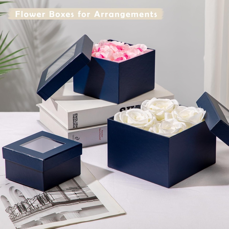 Square Gift Boxes with Lids for Presents Small Navy Blue Gift Boxes ...