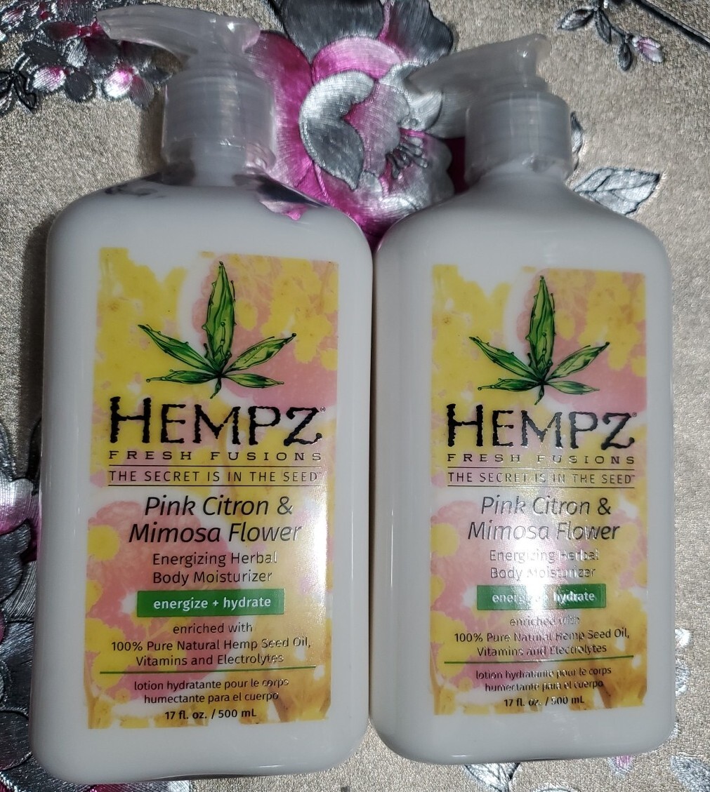 2 PACK HEMPZ PINK CITRON & MIMOSA FLOWER HERBAL BODY MOISTURIZER LOTION ...