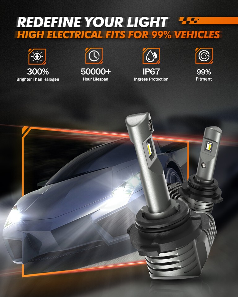 SEALIGHT S2 700% Bright LED Bulbs 9005 HB3 Headlight Combo High Beam ...