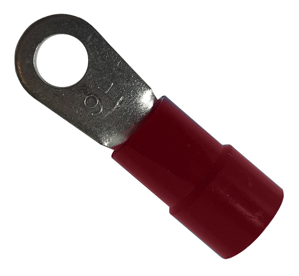 (100) Vinyl Insulated 8 AWG Gauge 3/8" Ring Terminal Crimp Wire ...