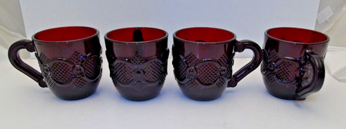 Set Of 4 Avon 1876 Cape Cod Ruby Red Coffee/Tea Cups Mug Glasses | eBay
