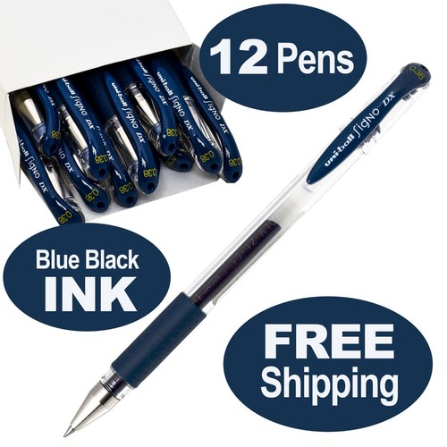 Uni-ball Signo DX 0.38mm UM-151 Gel Pen 2034201, Blue Black Ink, Box of ...